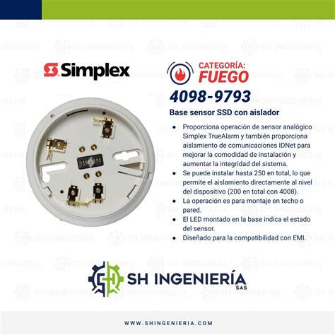 Sh Ingeniería 4098 9793 Base Sensor Ssd Con Aislador Simplex