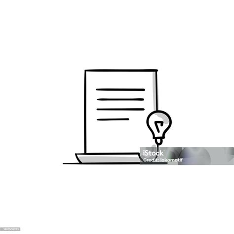 크리에이 티브 문서 스케치 낙서 벡터 라인 아이콘 편집 가능한 획 Icon은 웹 디자인 모바일 앱 Ui Ux 및 Gui 디자인에 적합합니다 카피라이터에 대한 스톡 벡터 아트