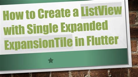 How To Create A Listview With Single Expanded Expansiontile In Flutter Youtube