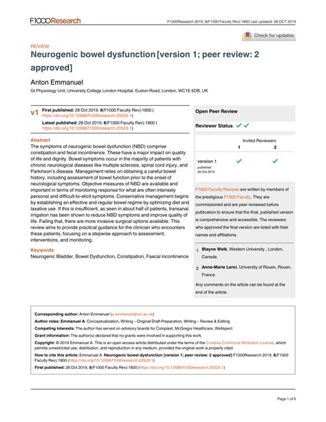 Pdf Neurogenic Bowel Dysfunction