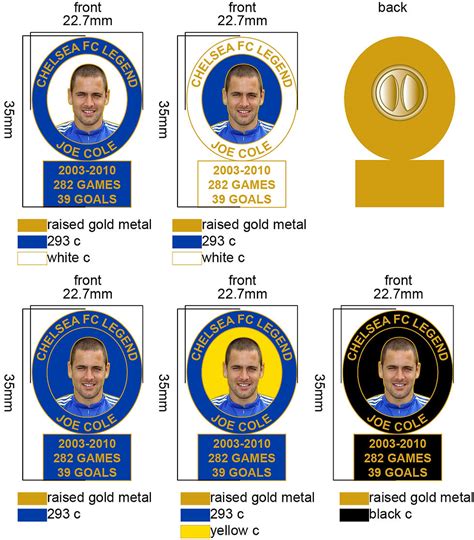 Chelsea Fc Legends Series Joe Cole Football Pins Badges