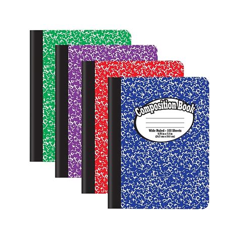 Better Office 1 Subject Composition Notebooks 7 5 X 9 75 Wide Ruled 100 Sheets Assorted