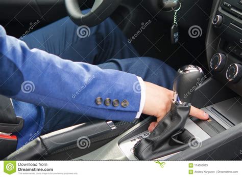 The Man Presses A Finger On The Button To Turn Off The System Start Stop Stock Image Image Of