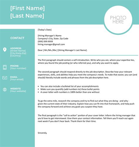 Printable Cover Letter Template