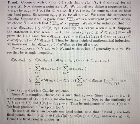 Solved 7 Show That In The Proof Of The Banach Fixed Point