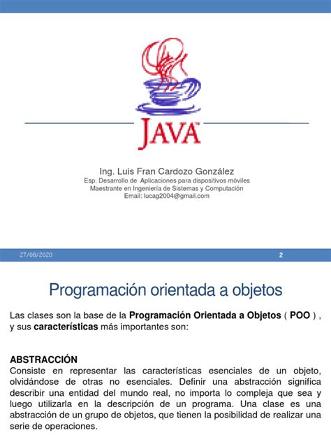 clases y objetos java pdf pdf objeto informática clase