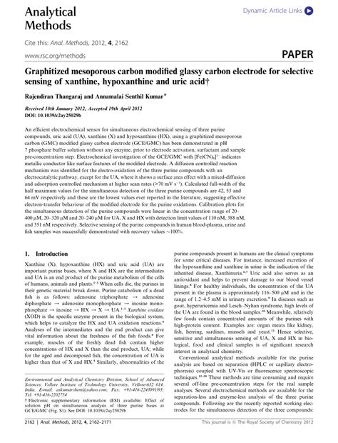 Pdf Graphitized Mesoporous Carbon Modified Glassy Carbon Electrode