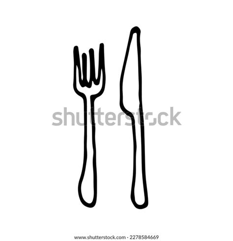Fork Spoon Doodle Style Hand Drawn Stock Vector Royalty Free