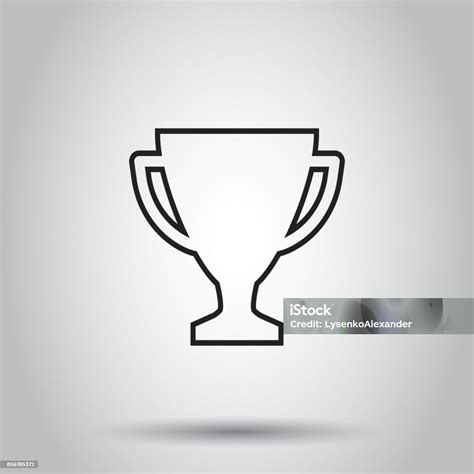 선 스타일에 트로피 컵 평면 벡터 아이콘입니다 간단한 상자 기호입니다 회색 바탕에 검은 그림 1에 대한 스톡 벡터 아트 및 기타