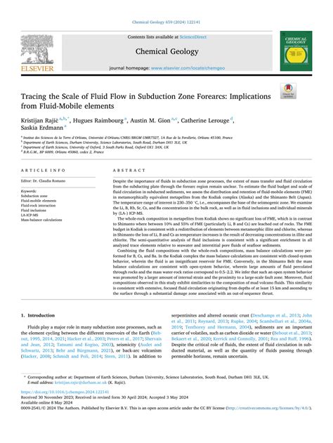 Pdf Tracing The Scale Of Fluid Flow In Subduction Zone Forearcs Implications From Fluid