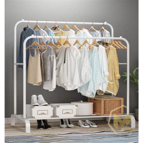 Jual RT Gantungan Baju Rak Lemari Gawang Jemuran Stand Hanger Butik Tempat Pakaian Sepatu