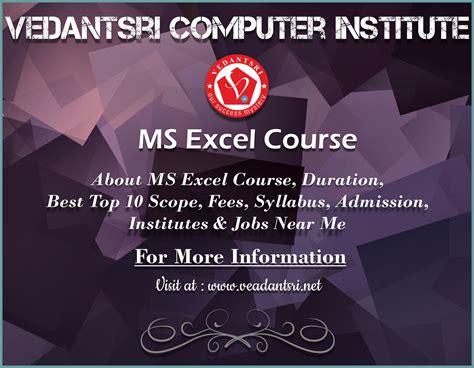 About Ms Excel Course Duration Scope Fees Syllabus