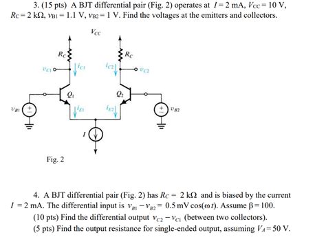 Solved Pts A BJT Differential Pair Fig Operates Chegg Com