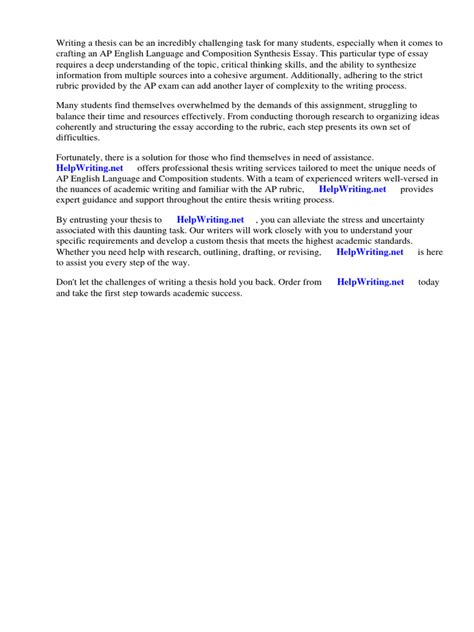 Ap English Language And Composition Synthesis Essay Rubric Pdf