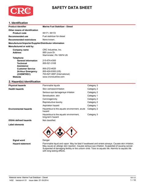 Marine Fuel Stabilizer Diesel Msds Download