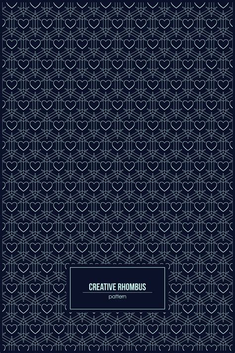 Creative Rhombus Shape Pattern With Dark Barkcground And Heart Shape