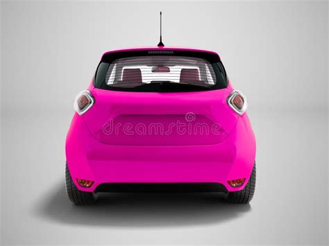 Modern Violet Electric Car Hatchback For Carrying Passengers At Stock