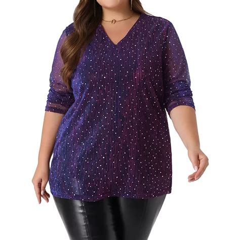 Plus Size Purple Sequin Tops
