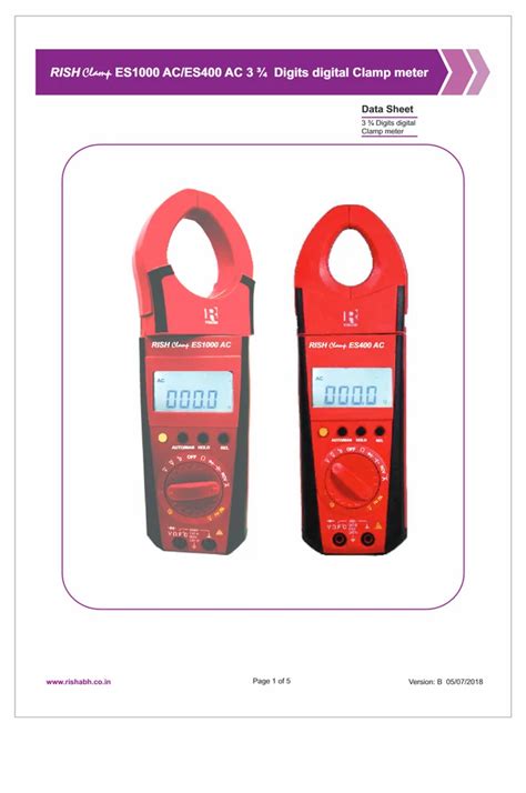 Rishabh Digital Clamp Meter Es1000ac At ₹ 2850piece Clamp Meter In