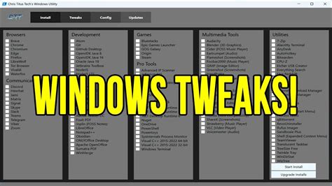 Chris Titus Techs Windows 10 And 11 Tweaker Utility Youtube