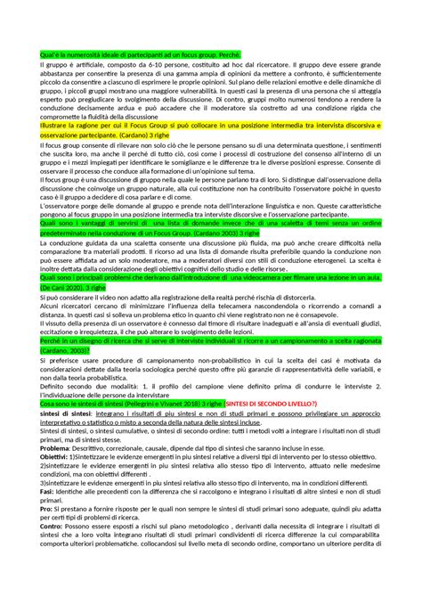 Domande E Risposte Modulo B Metodi E Tecniche Della Ricerca Educativa
