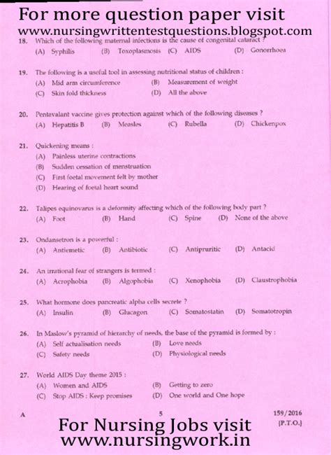 Staff Nurse Recruitment Exam Question Paper Pdf
