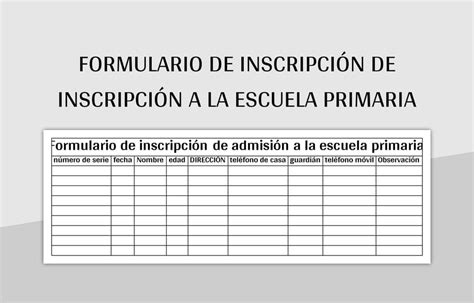 Plantilla De Excel Formulario De Inscripción De Inscripción A La