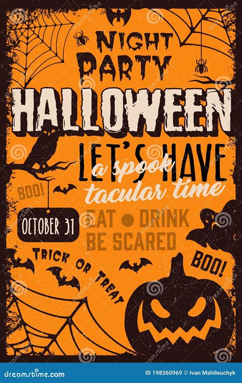 Vintage Halloween Party Poster Stock Vector Illustration Of Retro