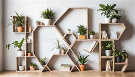 Unique Geometric Bookshelf With Various Box Sizes Stock Illustration