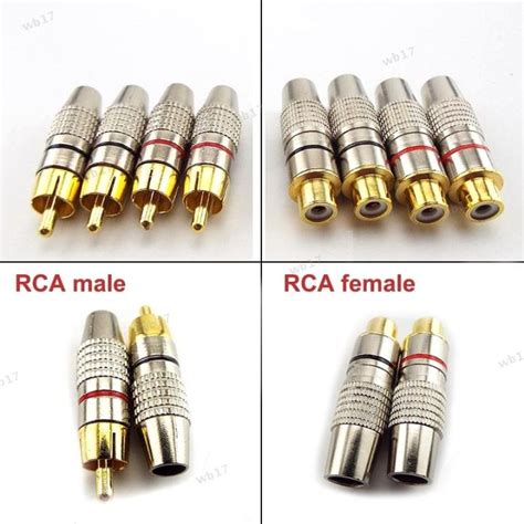 10pcs Rca Jack Plug Audio Video Locking Cable Rca Male Female Connector
