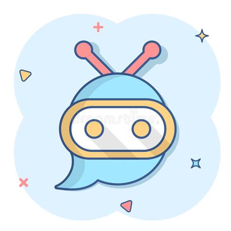 Cute Robot Chatbot Icon In Comic Style Bot Operator Vector Cartoon Illustration Pictogram Stock