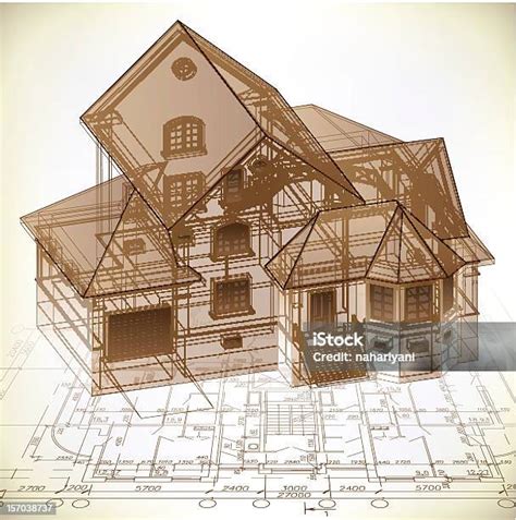 Architectural Background With A 3d Building Model向量圖形及更多建築業圖片 建築業 建築