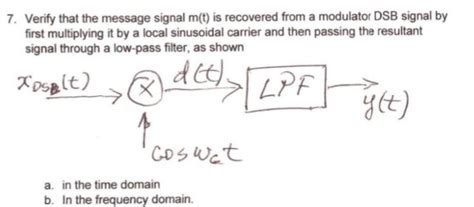 Solved Verify That The Message Signal M T Is Recovered From Chegg Com