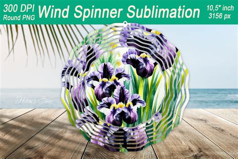 Watercolor Iris Flowers Wind Spinner Graphic By Helenes Store · Creative Fabrica