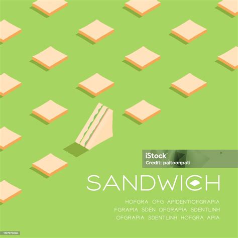 하프 샌드위치 슬라이스 빵 3d 등각 투영 패턴 아침 빵집 개념 포스터 및 소셜 배너 포스트 스퀘어 디자인 일러스트 레이션 복사