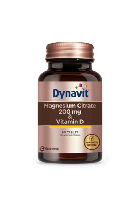 Dynavit Magnesium Citrate 200 mg Vitamin D Takviye Edici Gıda 60