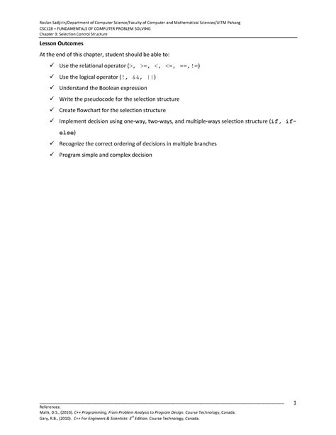 Notes Chapter Conditional Logic Csc Fundamentals Of Computer Problem Solving Chapter