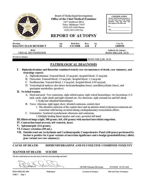 Full Autopsy Report And Laboratory Analysis Of Nex Benedict R