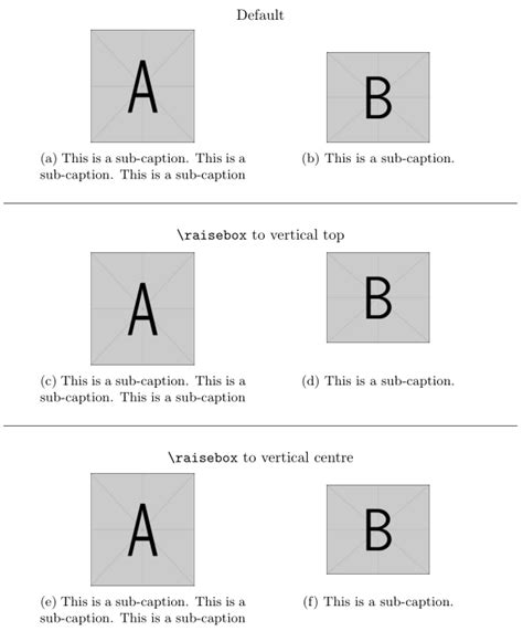graphics controlling subfigure captions and subfigure placement tex