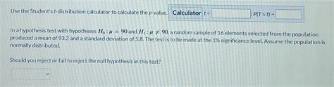 Solved Use The Students T Distribution Calculator To