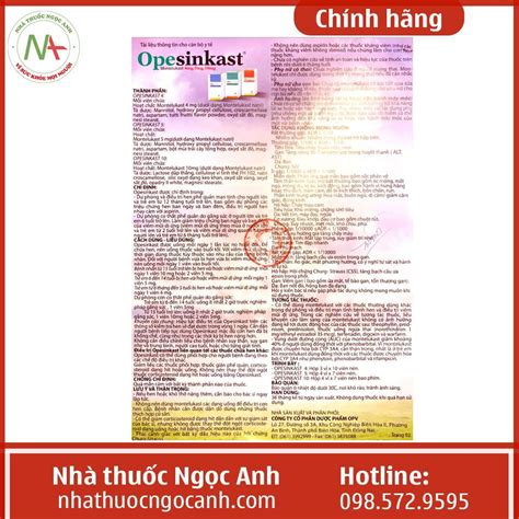 Thuốc Opesinkast 10mg Công Dụng Liều Dùng Lưu ý Tác Dụng Phụ