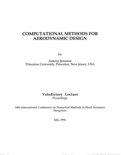 Pdf Computational Methods For Aerodynamic Design