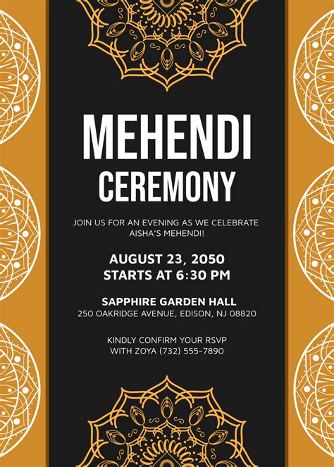 Free Beautiful Mehendi Invitation Template To Edit Online