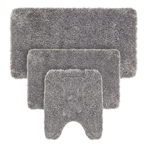 SUSSEXHOME Solid Gray Bathroom Rugs Sets Shower Rugs With Toilet Rugs