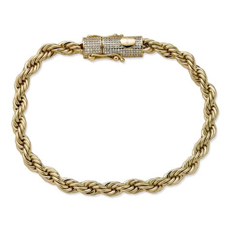 Iced Moissanite Clasp 14k Gold Plated Stainless Steel Rope Chain