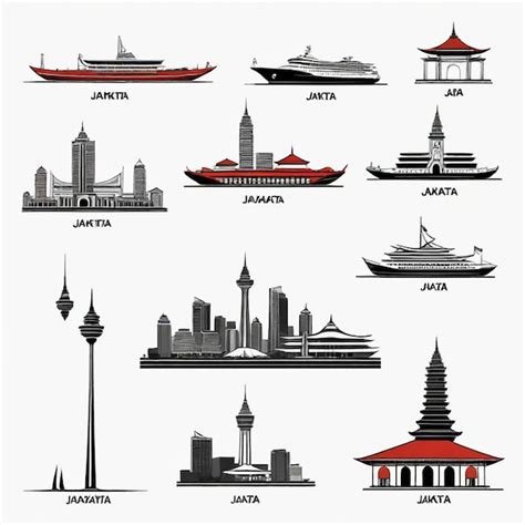 Jakarta Vector Set White Background Isolated A High Quality Premium