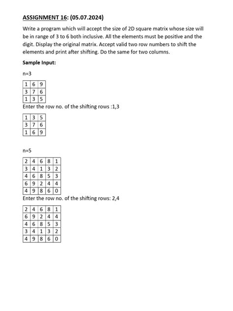 Assignment16 Pdf Matrix Mathematics Algorithms And Data Structures