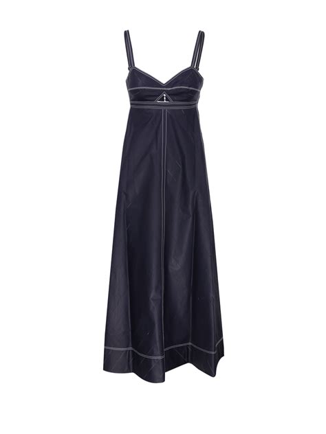 Woman Tory Burch Blue Cotton Perforated Poplin Cut Out Dress