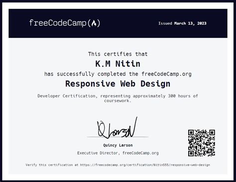 Nitin Km On Linkedin Freecodecamp Certification Linkedin Html5 Css
