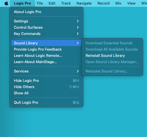Why Is Relocate Sound Library Greyed Out Logic Pro Logic Pro Help